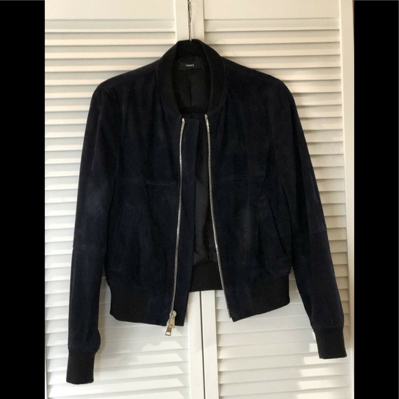 Theory | Jackets & Coats | Sold Navy Theory Daryette Suede Bomber ...